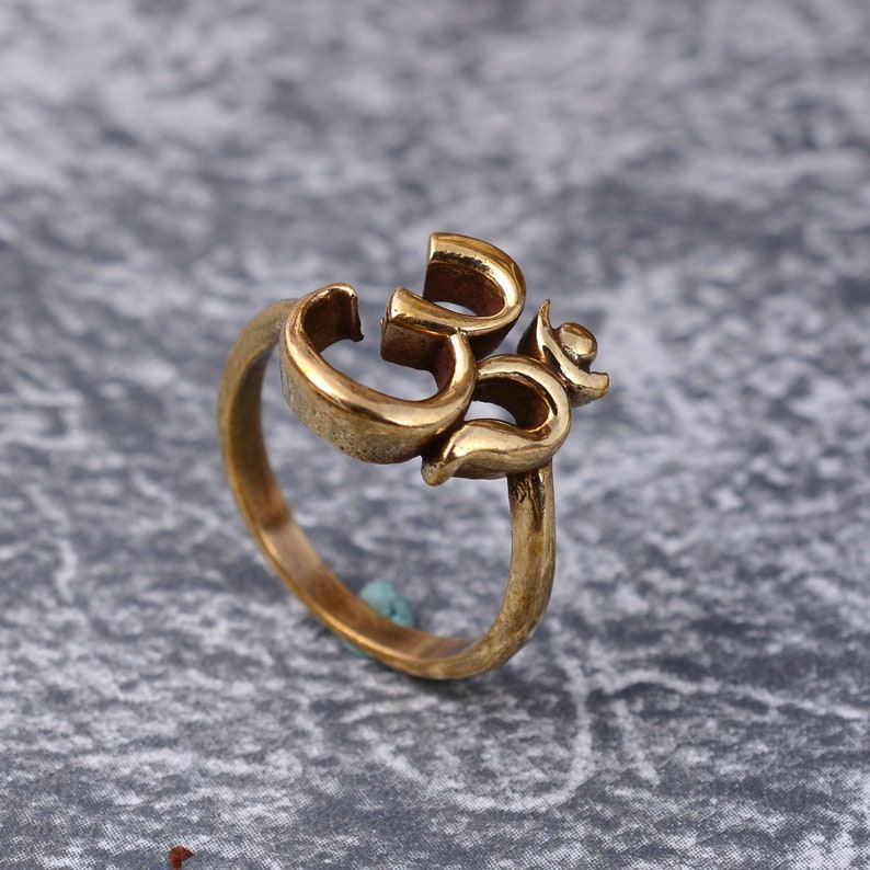 Om Ring, Brass Ring, Ohm Ring, Designer Brass Ring, Vintage Ring ...