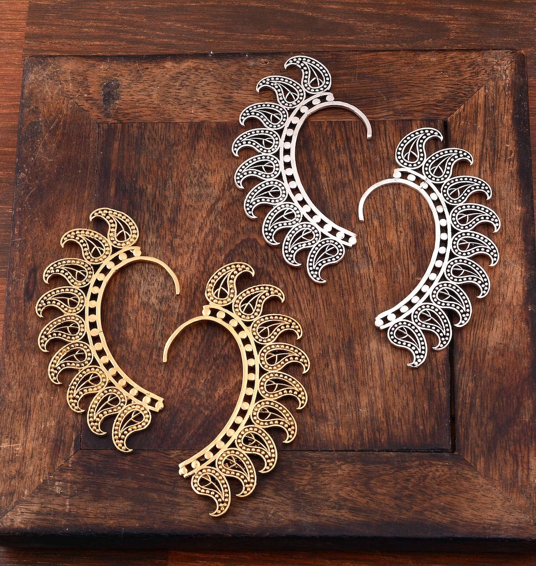 Gold Ear Cuff Ethnic Boho Festival Indian Ear Cuff Wrap Behind the Ear ...