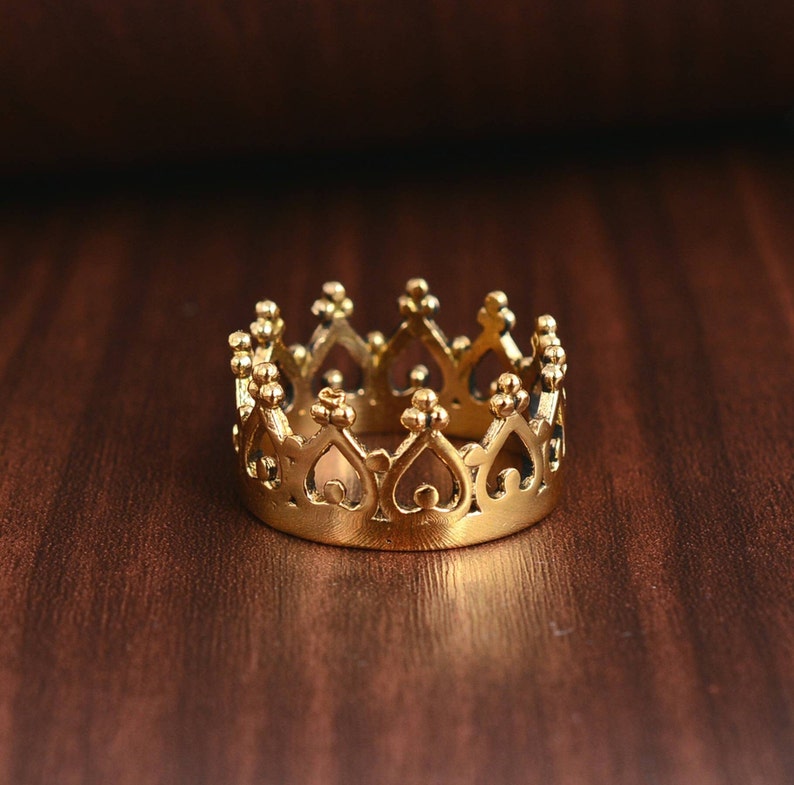 Gold Crown Band, Princess Crown Ring, Crown Band, Gold Ring, Handmade ...