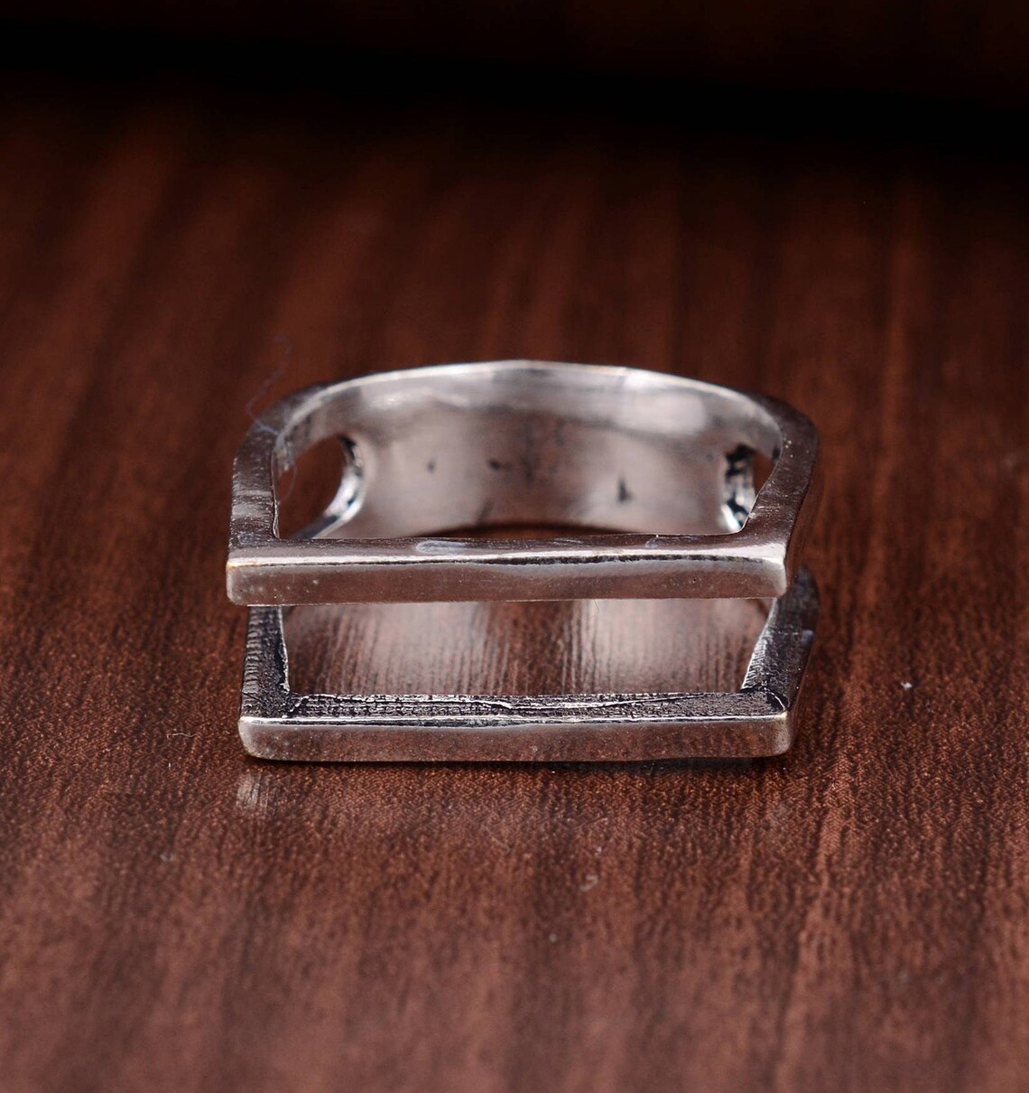 Square Ring, 2 Line Ring, Modern Ring, Statement Ring, Minimal Ring ...