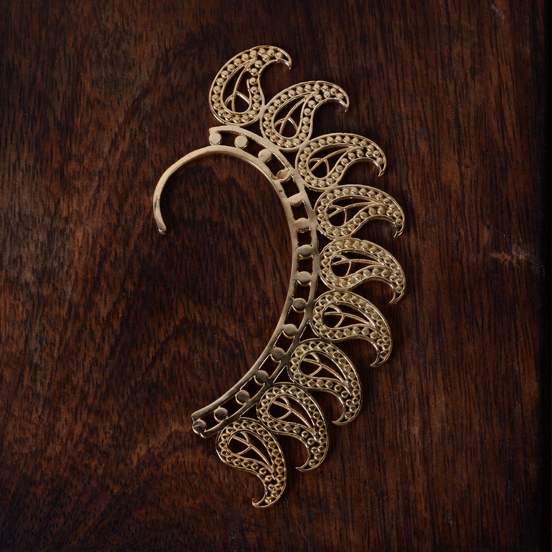 Ear Cuff Brass Feather Design , Tribal Ear Cuff, Boho, Fancy Dress ...