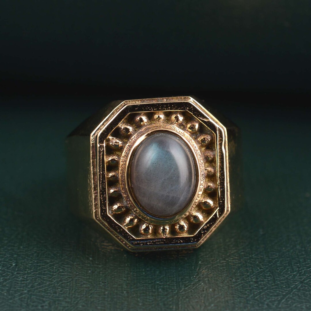 Labradorite Ring, Genuine Labradorite Ring, Brass Ring, Healing Crystal ...