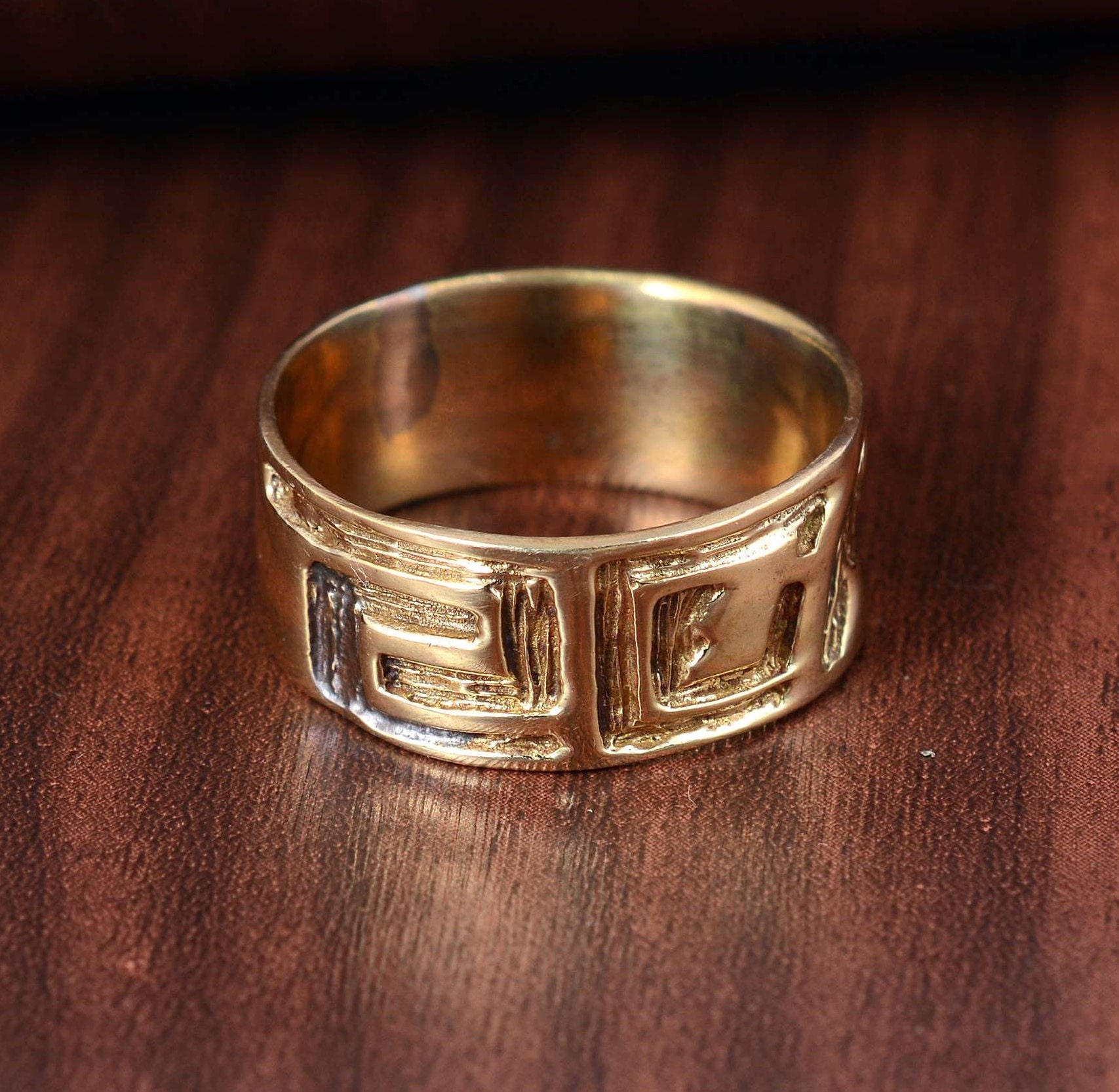 Greek Key Frieze Ring Brass Ring Eternity Long Life Jewelry | Etsy