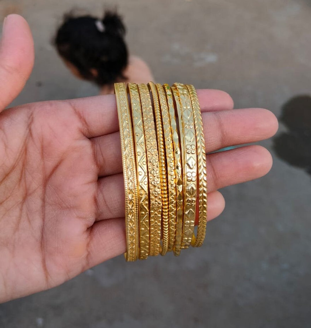 Set of Mix Gold Brass Bangles, 18K Gold Filled Bangle Bracelet, Stackable Bangle, Thin Gold ...