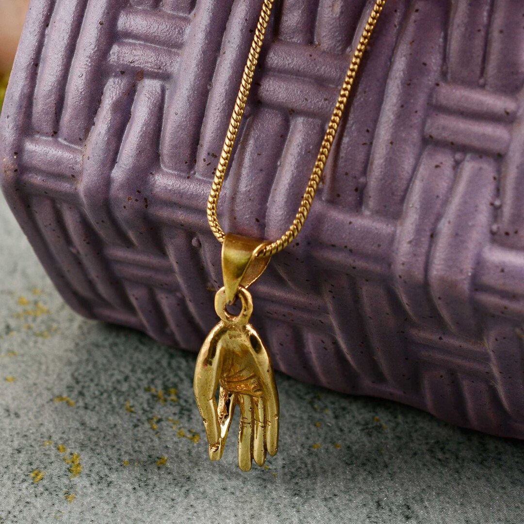 Gold Gyan Mudra Hand Pendant, Buddha Hand Pendant in Mudra Position ...