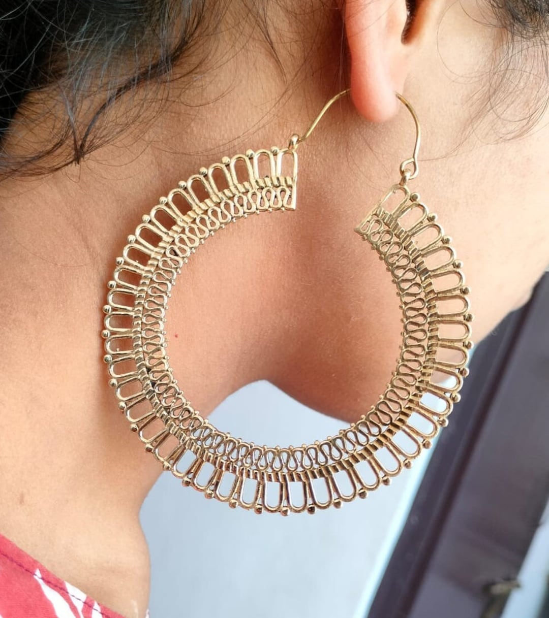 Big Gold Earrings Large Hoop Earrings Gold Brass Big Gold Hoops Endless ...