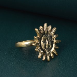 Sleeping Sun Ring, Sun Ring, Gold Sun Face Ring, Celestial Jewelry ...