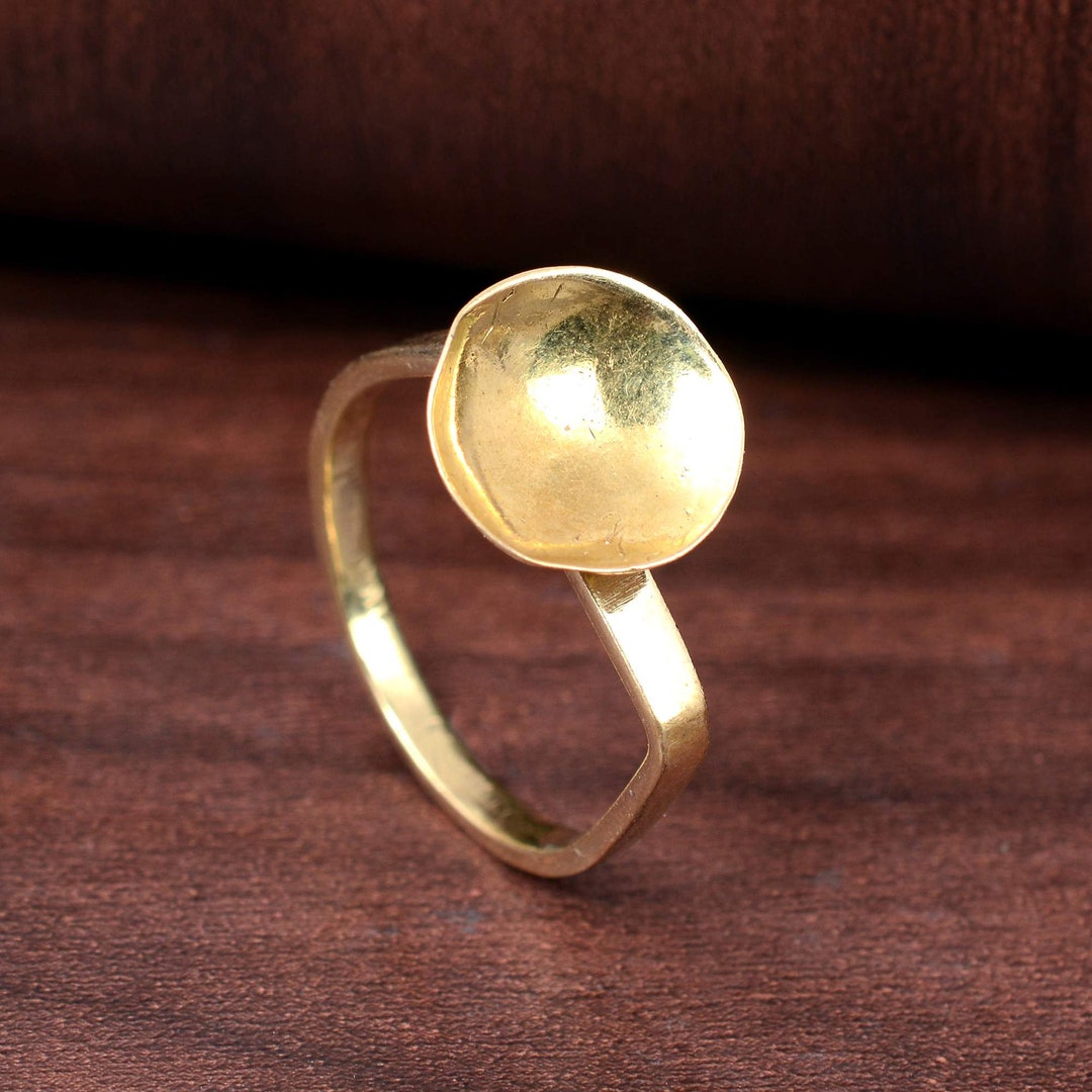 Gold Disc Ring, Disk Ring, Round Ring, Disc Ring Women, Statement Ring ...
