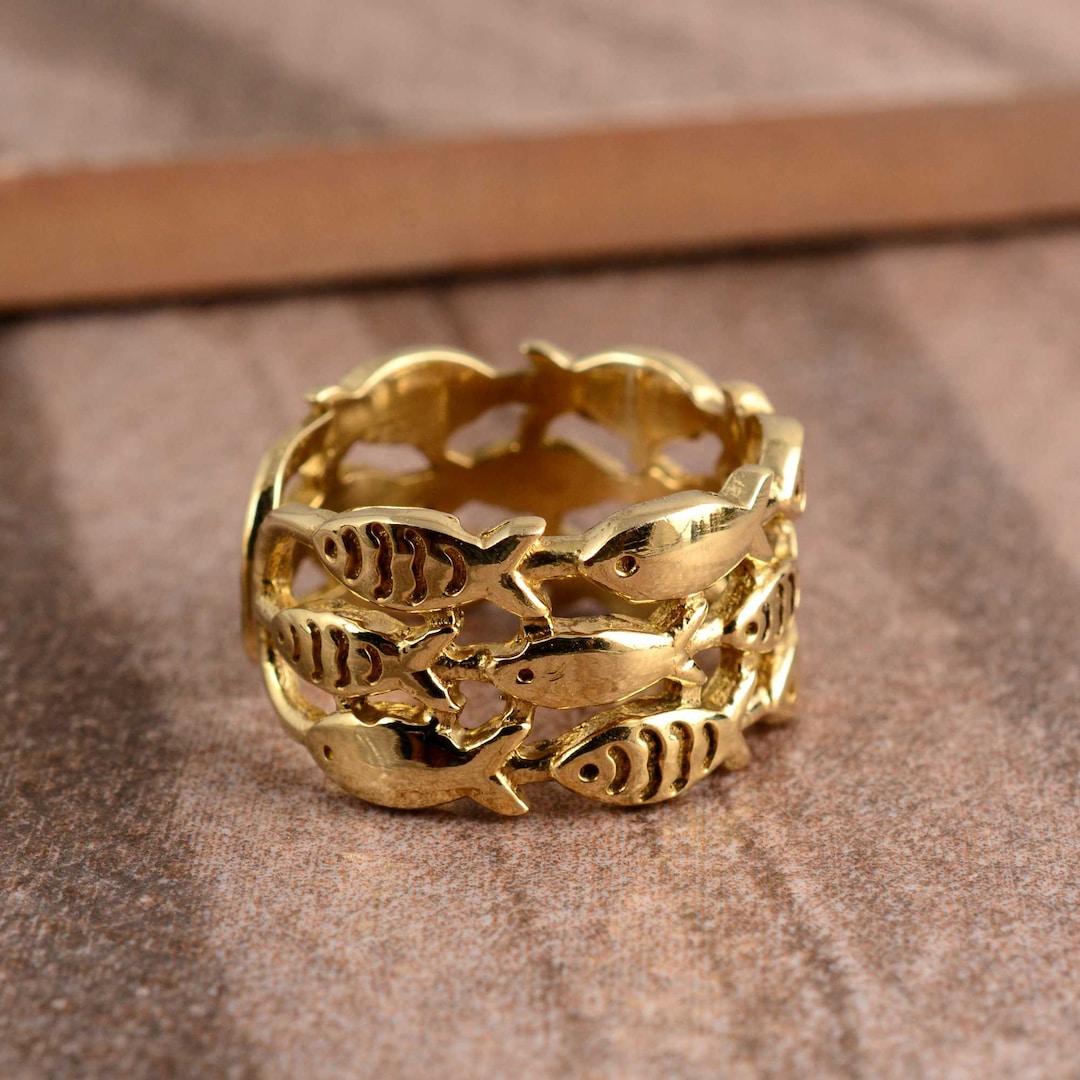 Fish Ring, Swimming Fish Ring, Sea Ring, Ocean Ring, Adjustable Ring ...