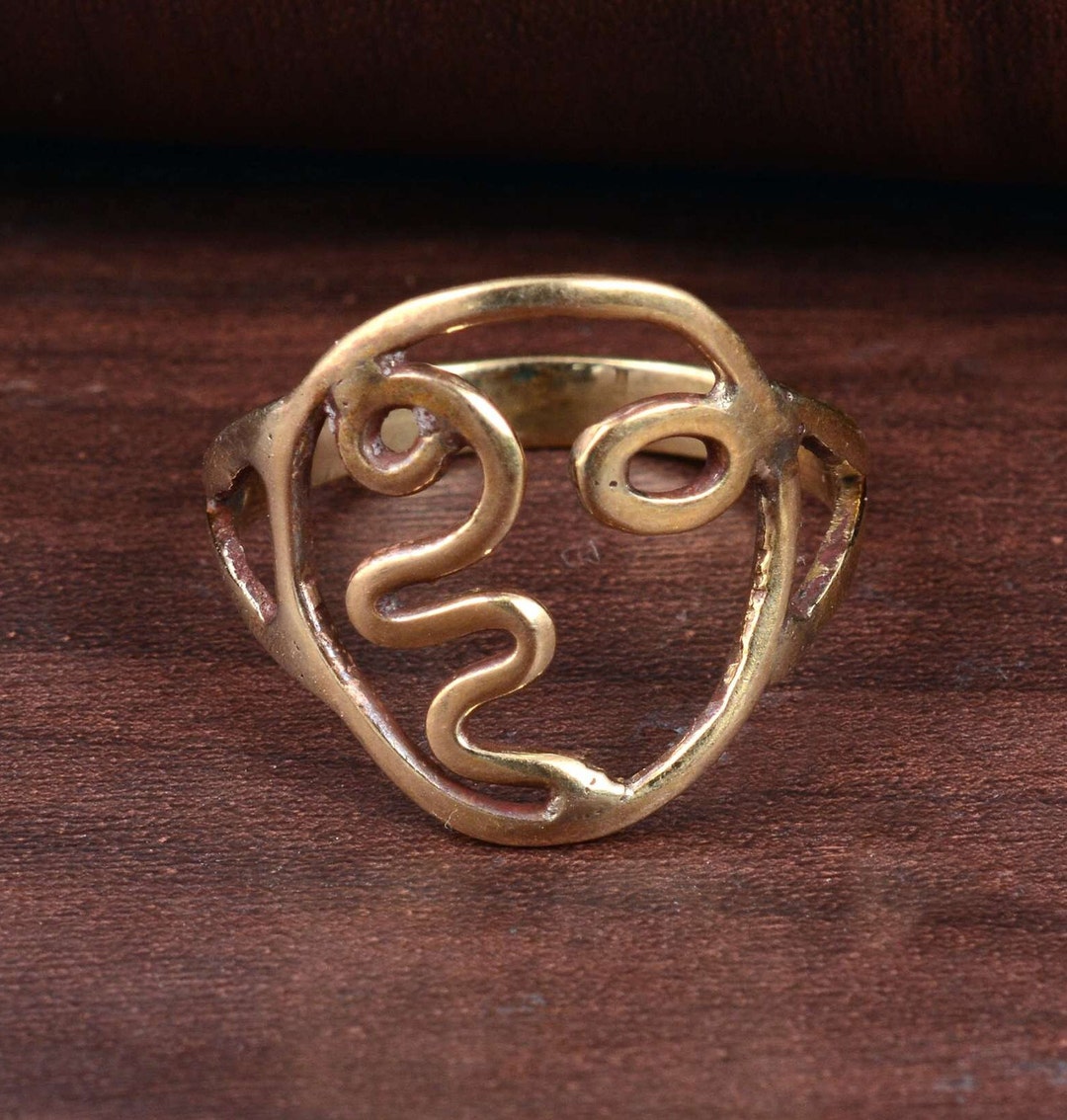 Face Ring, Unique Ring, Brass Abstract Face Ring, Silhouette Face Ring ...