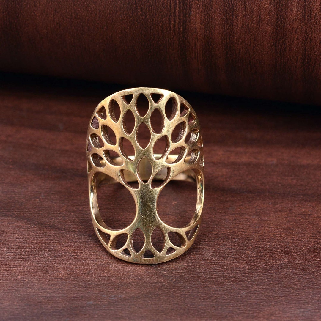 Big Tree Ring, Tree of Life Ring, Brass Ring, Lace Ring, Statement Ring ...