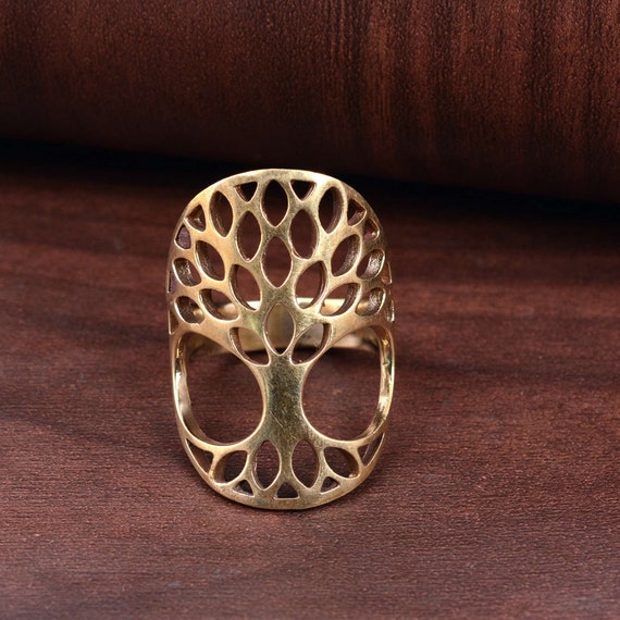 Tree of Life Ring Big Tree Ring Brass Ring Bridesmaid Gift - Etsy