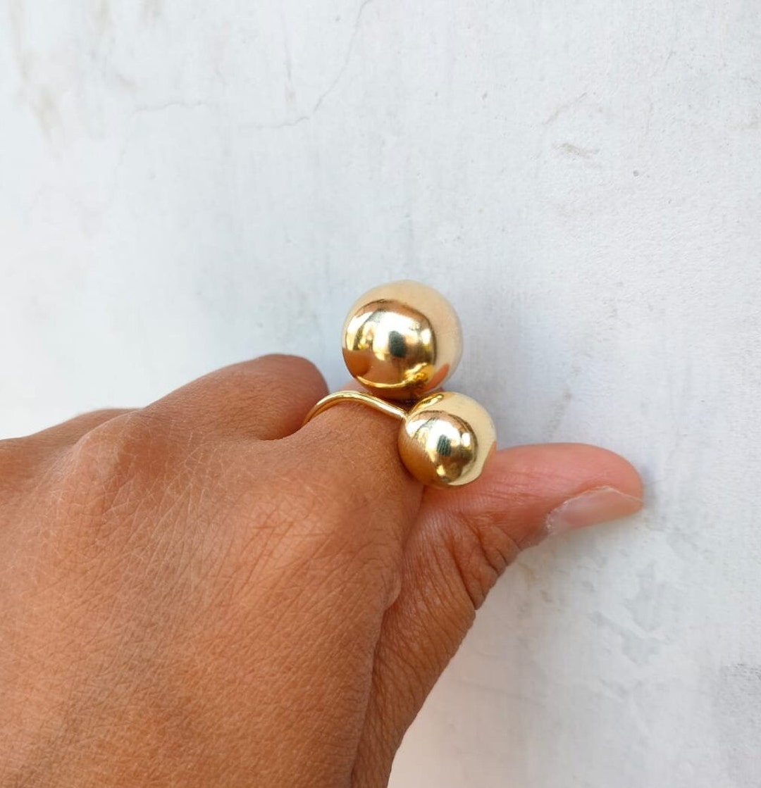Chunky Gold Ring, Handmade Big Ball Ring, Minimalist Ring, Statement ...