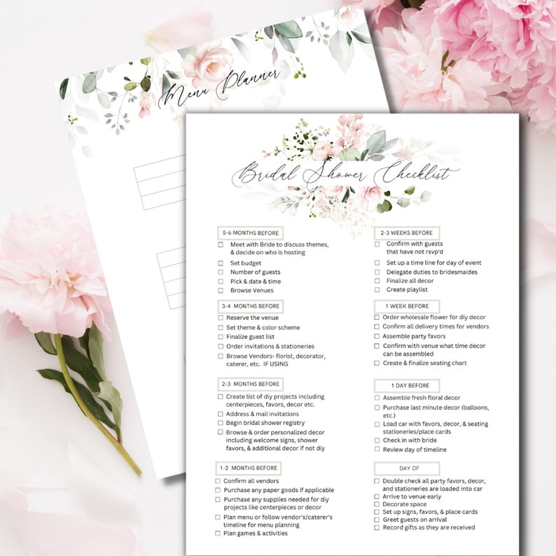 Bridal Shower Planner, Bridal Shower Checklist, Maid of Honor Planner, Bridal Shower Printable ...