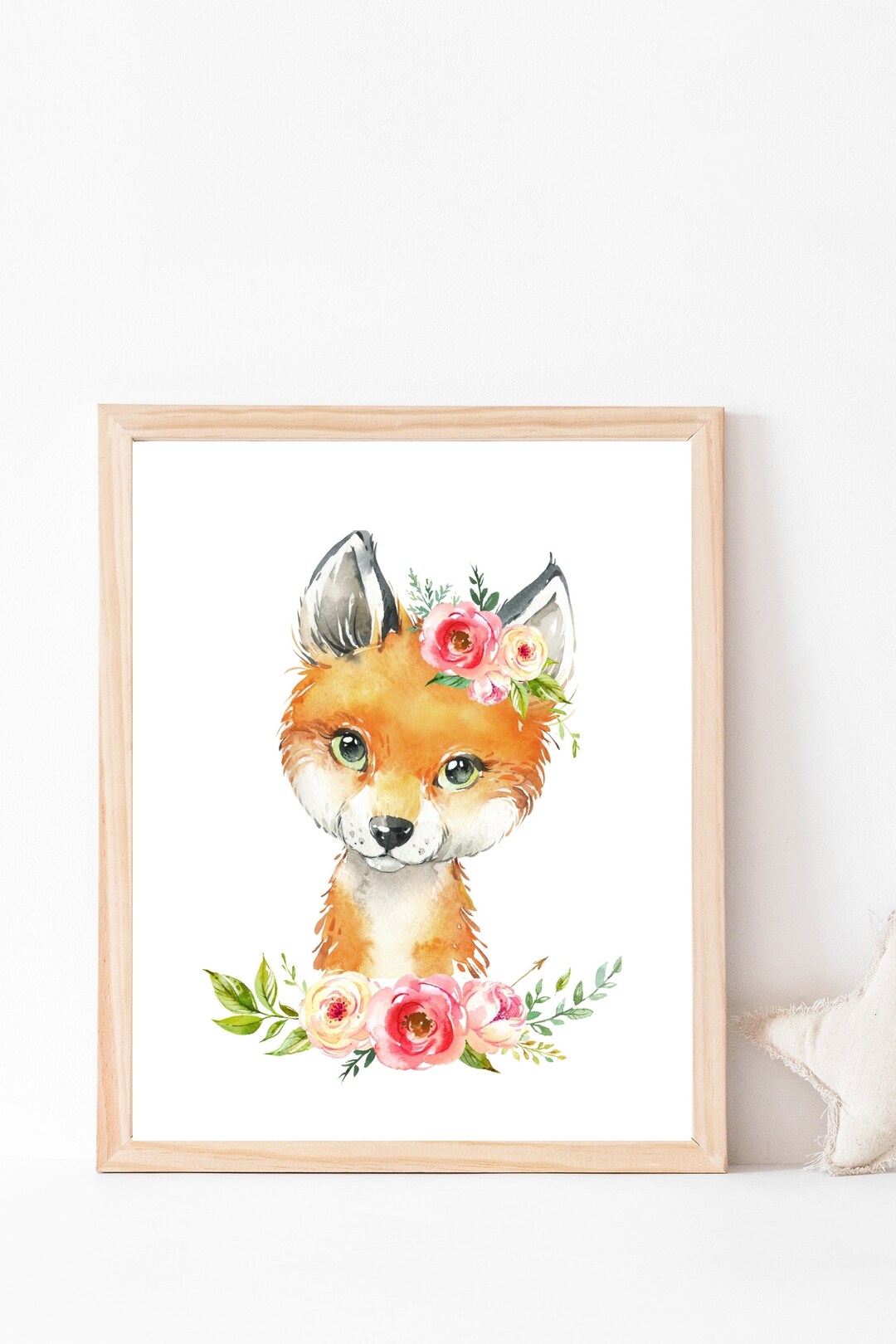 Floral Baby Fox Nursery Wall Art| Woodland Baby Nursery Decor|3 Sizes ...