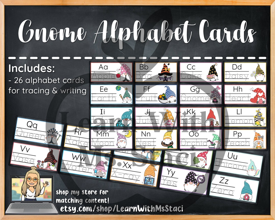 Gnome Alphabet Cards - Etsy