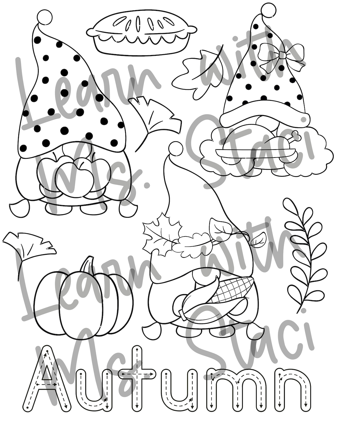 Gnome Season Coloring Pages - Etsy