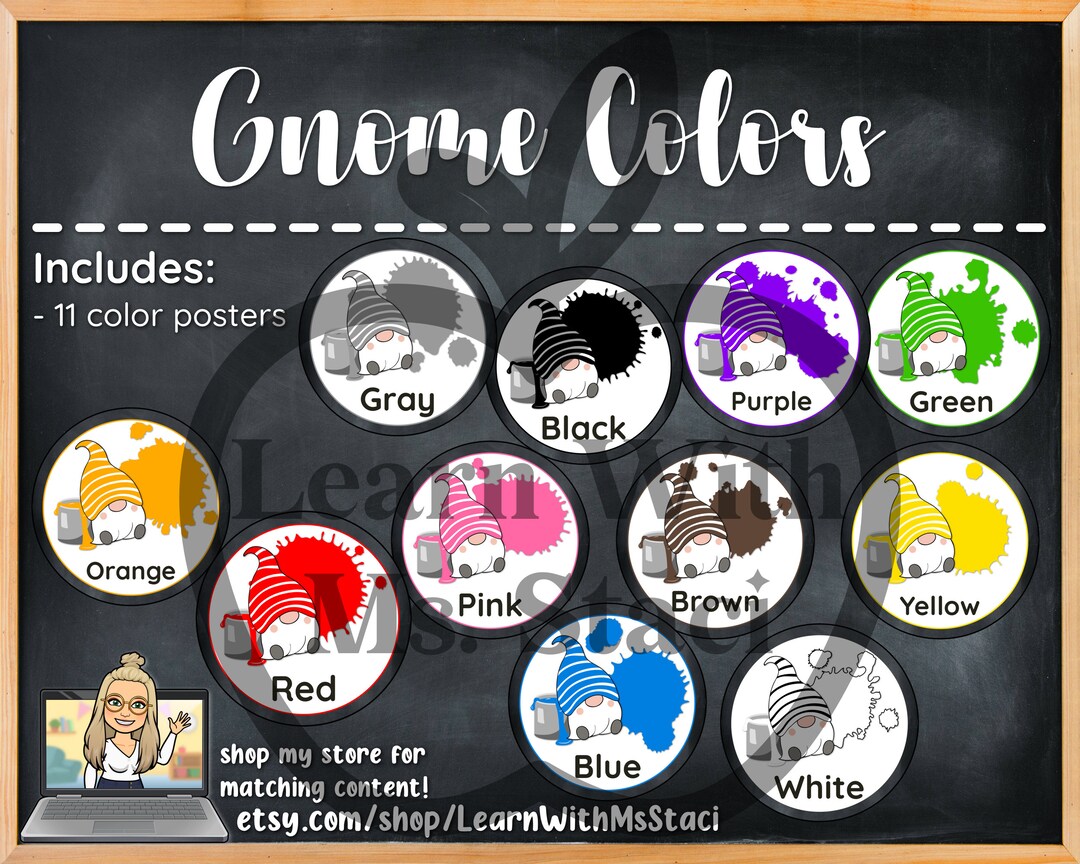 Gnome Classroom Color Posters - Etsy