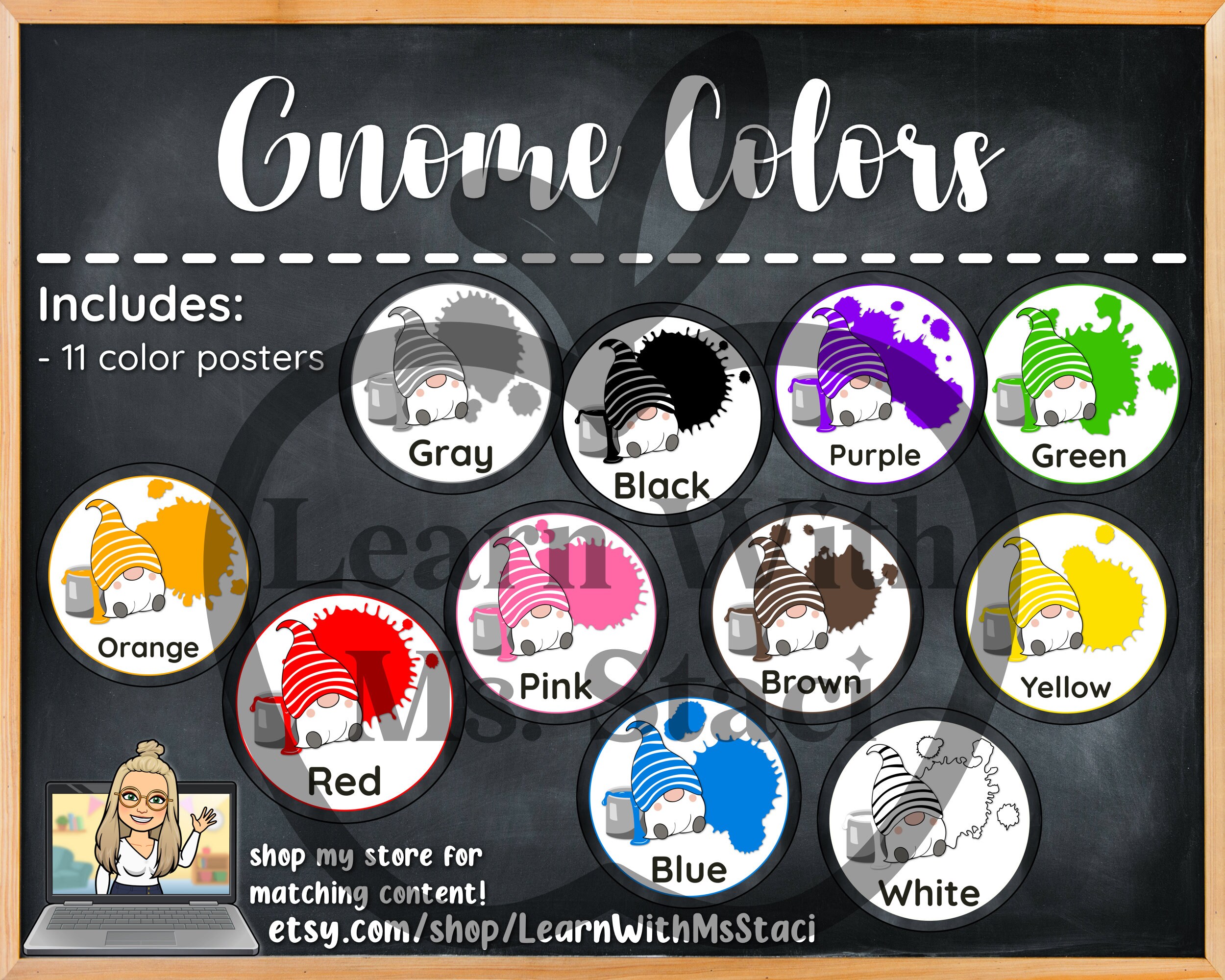 Gnome Classroom Color Posters - Etsy
