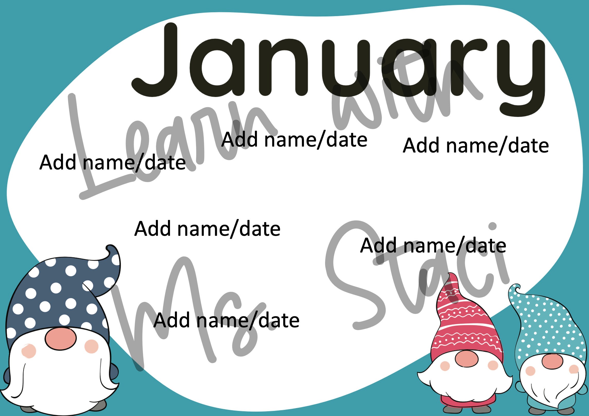 Gnome Calendar *editable in Canva* - Etsy