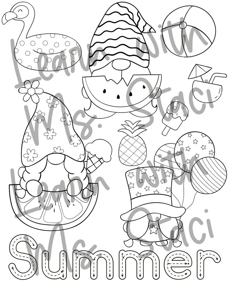 Gnome Season Coloring Pages - Etsy