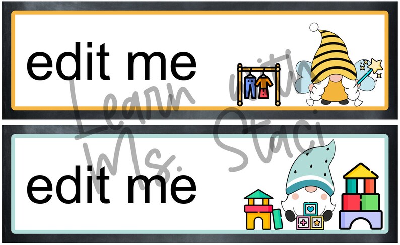 Gnome Class Labels *editable in Canva* - Etsy