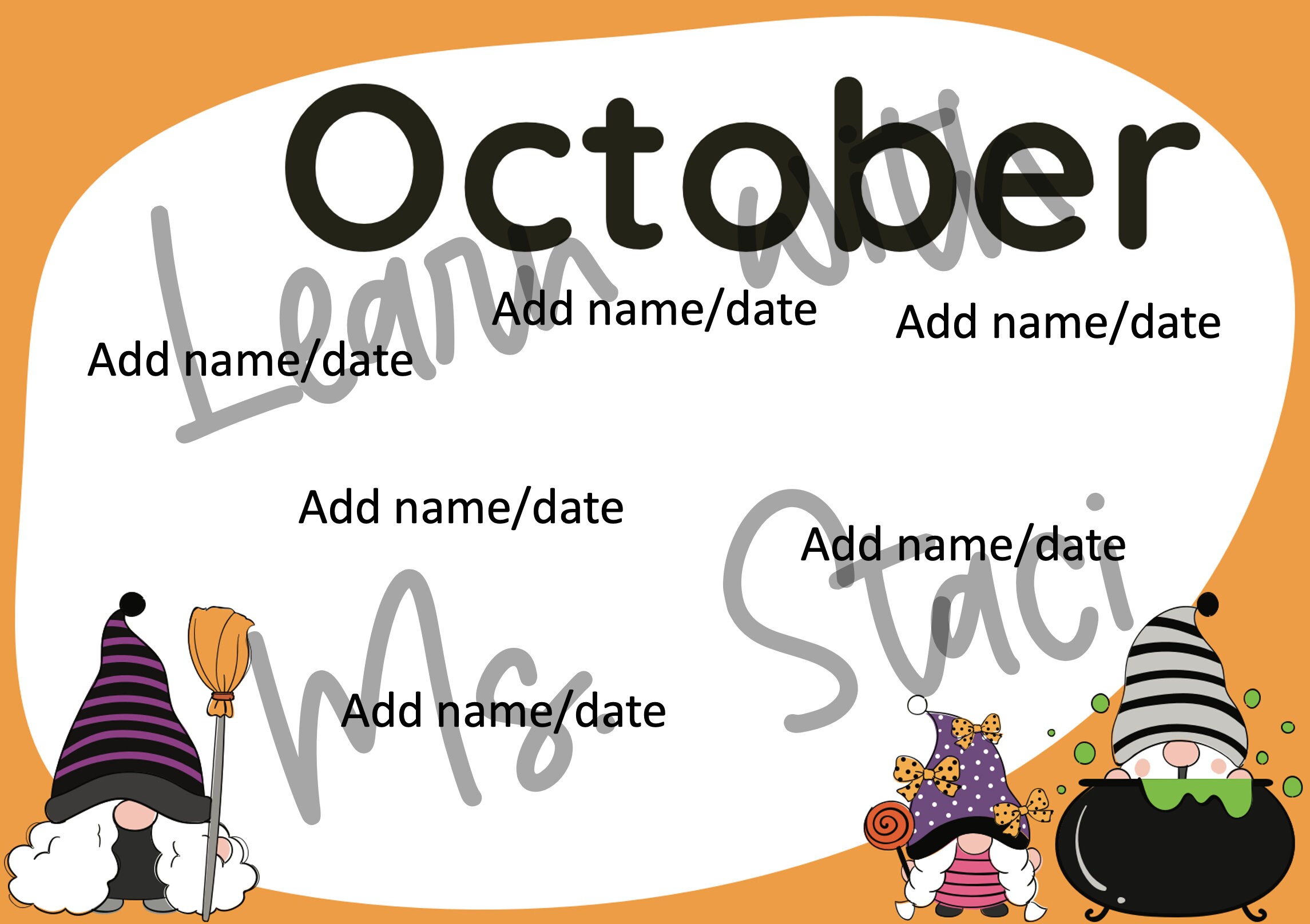 Gnome Calendar *editable in Canva* - Etsy