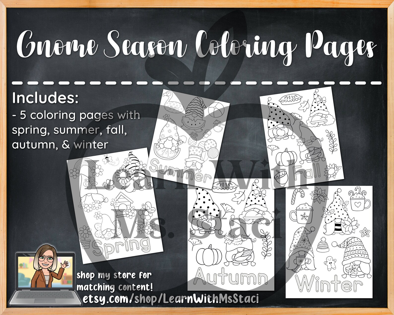 Gnome Season Coloring Pages - Etsy