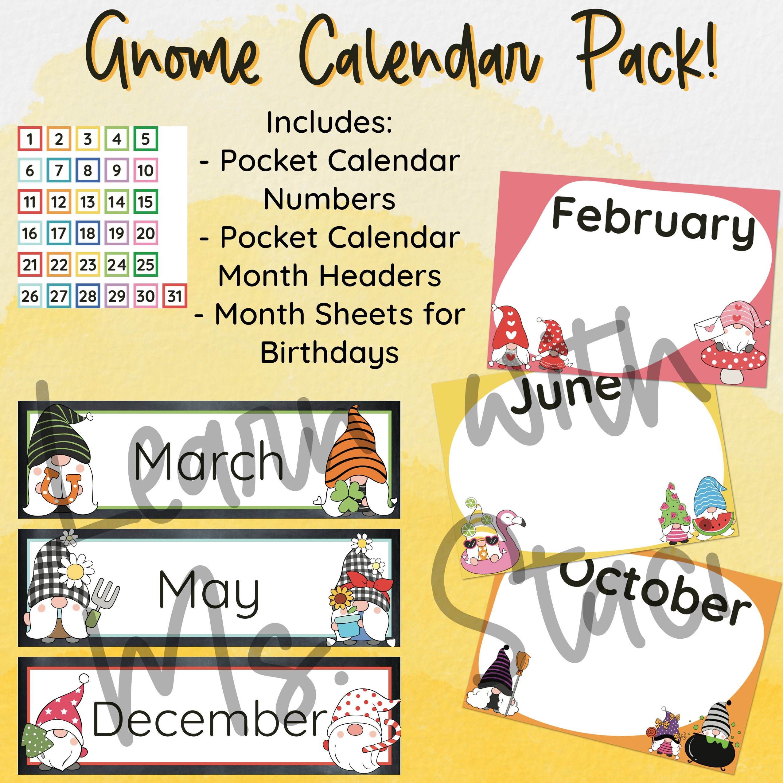 Gnome Classroom Calendar Pack | Etsy