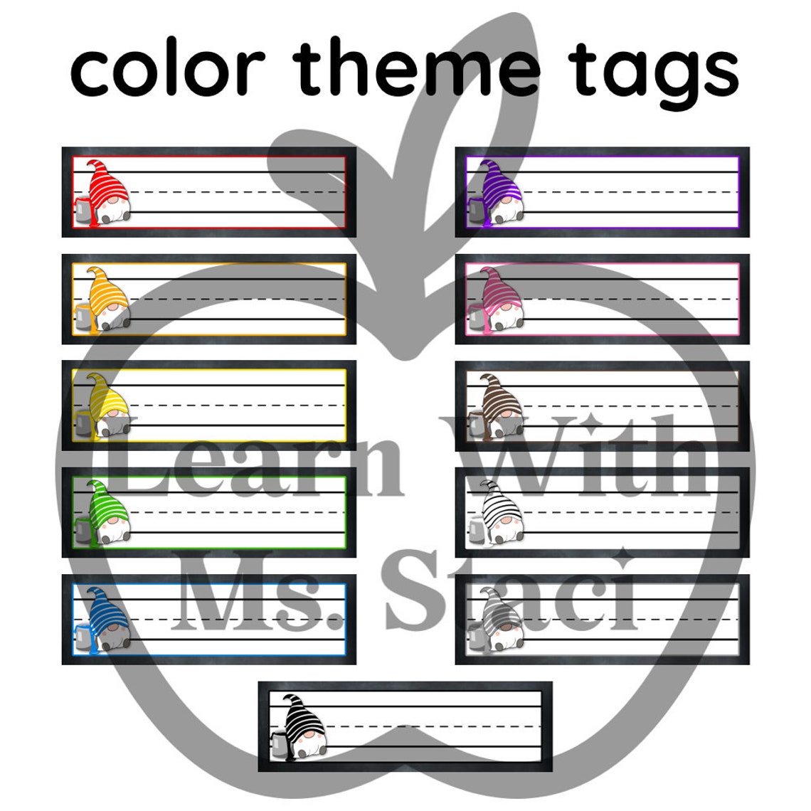 Gnome Name Tags *editable in Canva* - Etsy