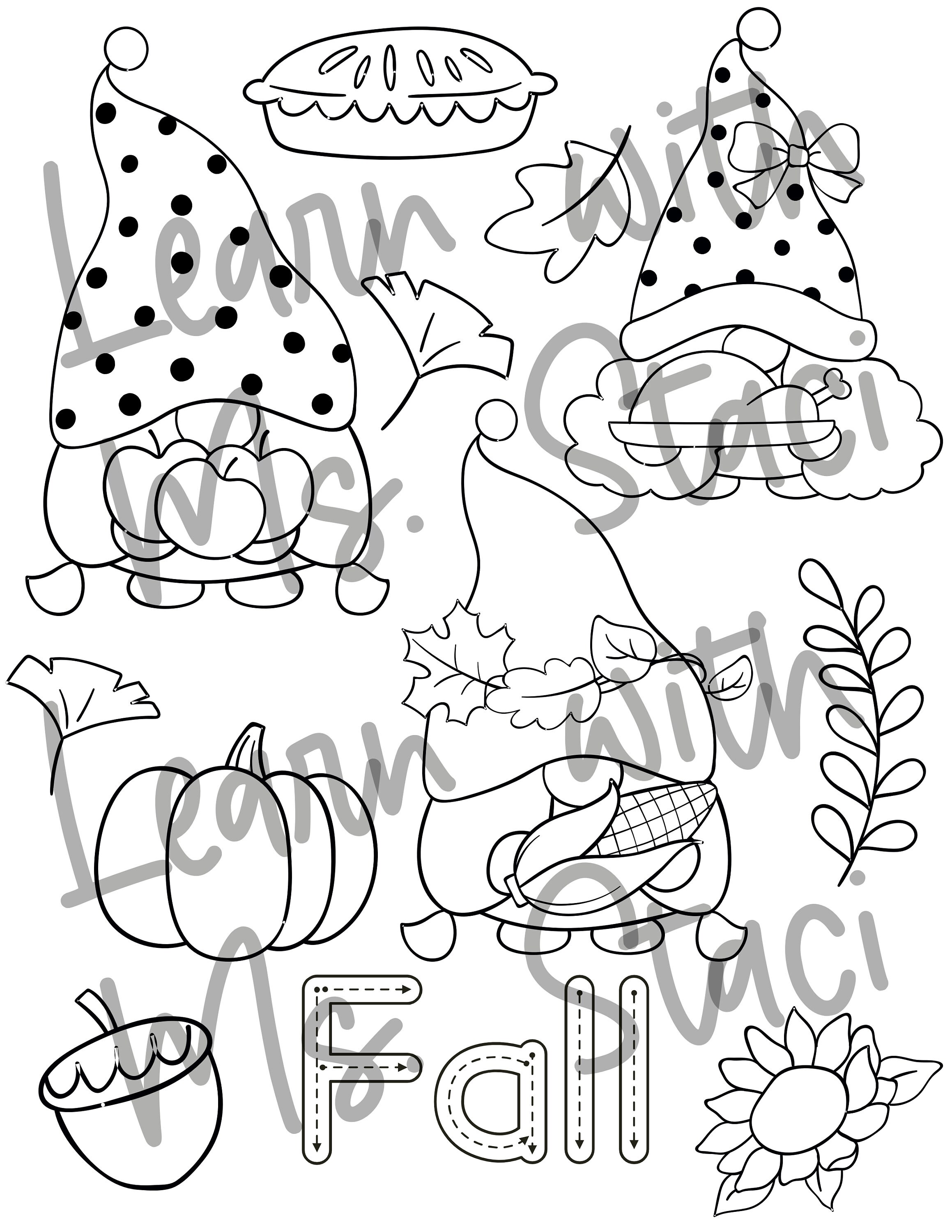 Gnome Season Coloring Pages - Etsy