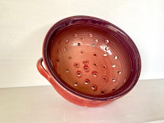 Studio Pottery Ceramic Sieve Pink and Purple | Etsy