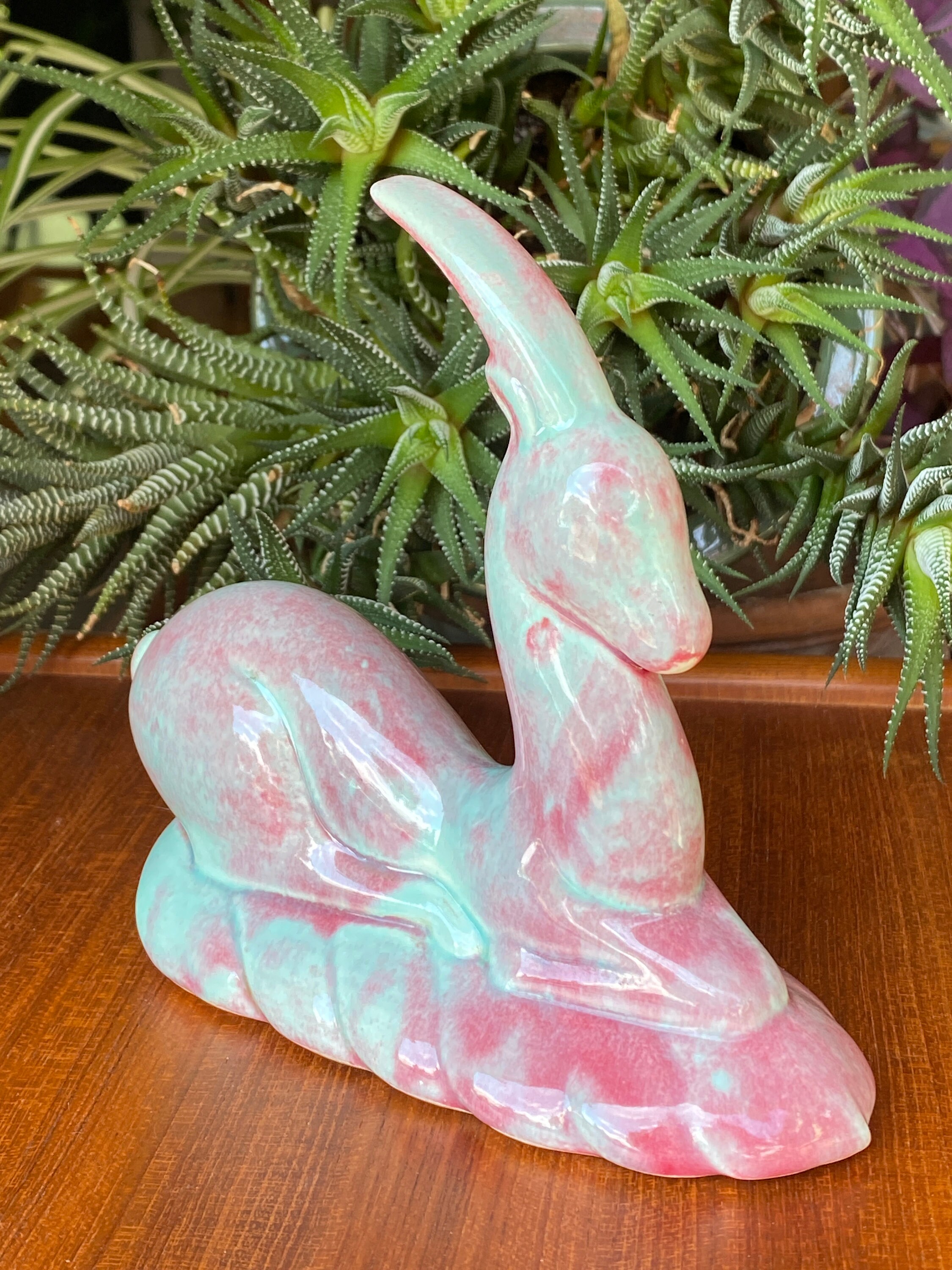 Mid Century Glazed Ceramic Gazelle - Etsy