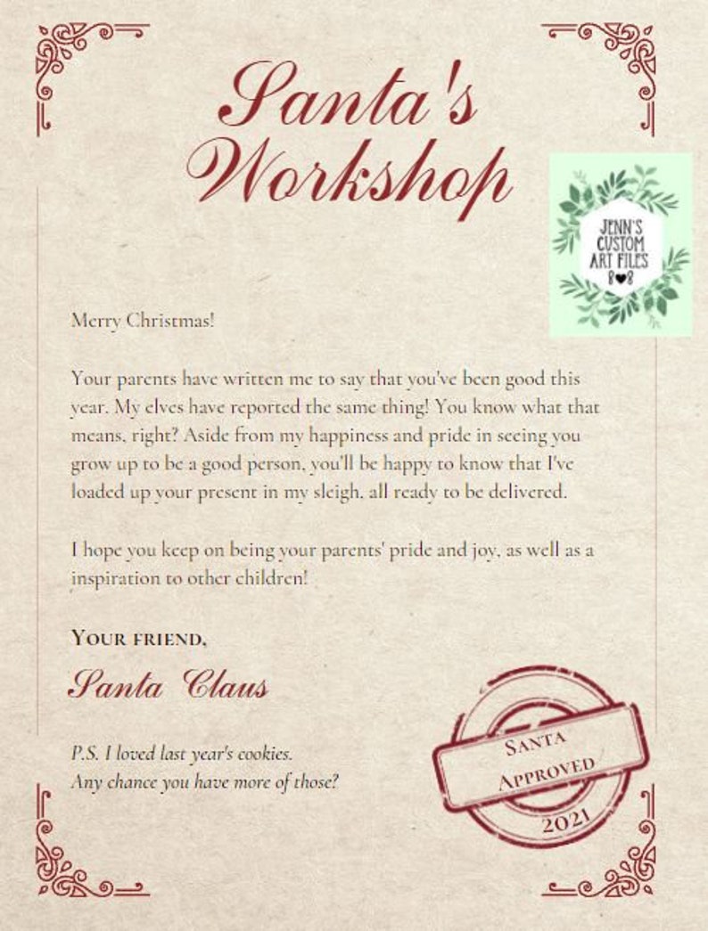 Santa Letter, Letter From Santa, Santas Workshop, Christmas Letter, PDF ...