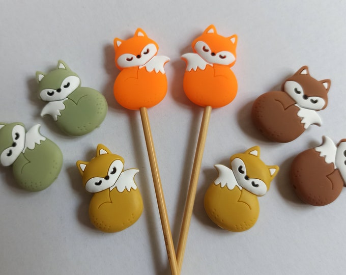 Stitch Stopper Needle Stopper Knitting Needle Stopper Fox 2 Pieces - Etsy