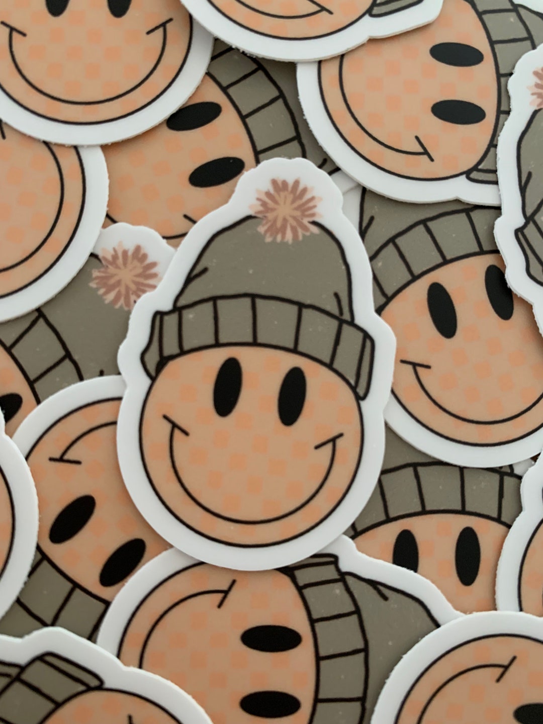 Checkered Smiley Sticker - Etsy