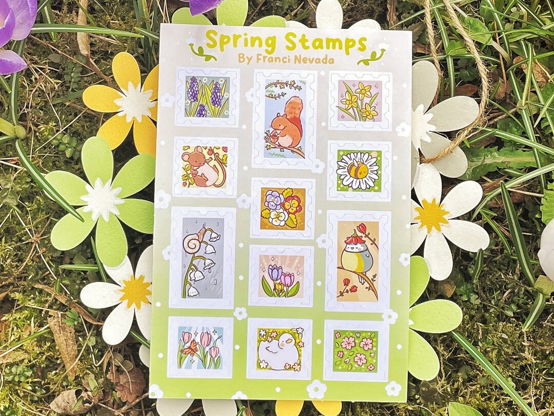 Spring Easter Stamp Stickers Flowers Decoration /spring Easter Stamp ...
