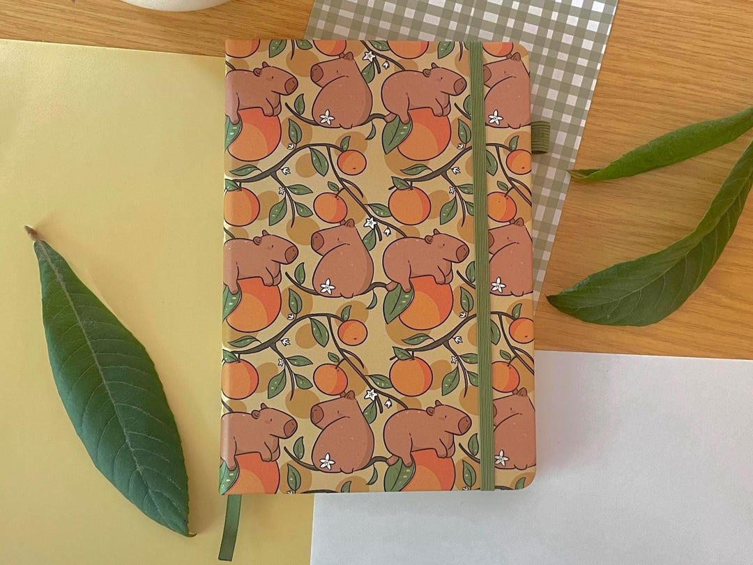 A5 Capybara Orange Notebook Journal / PU Vegan Leather Cover / 192 ...