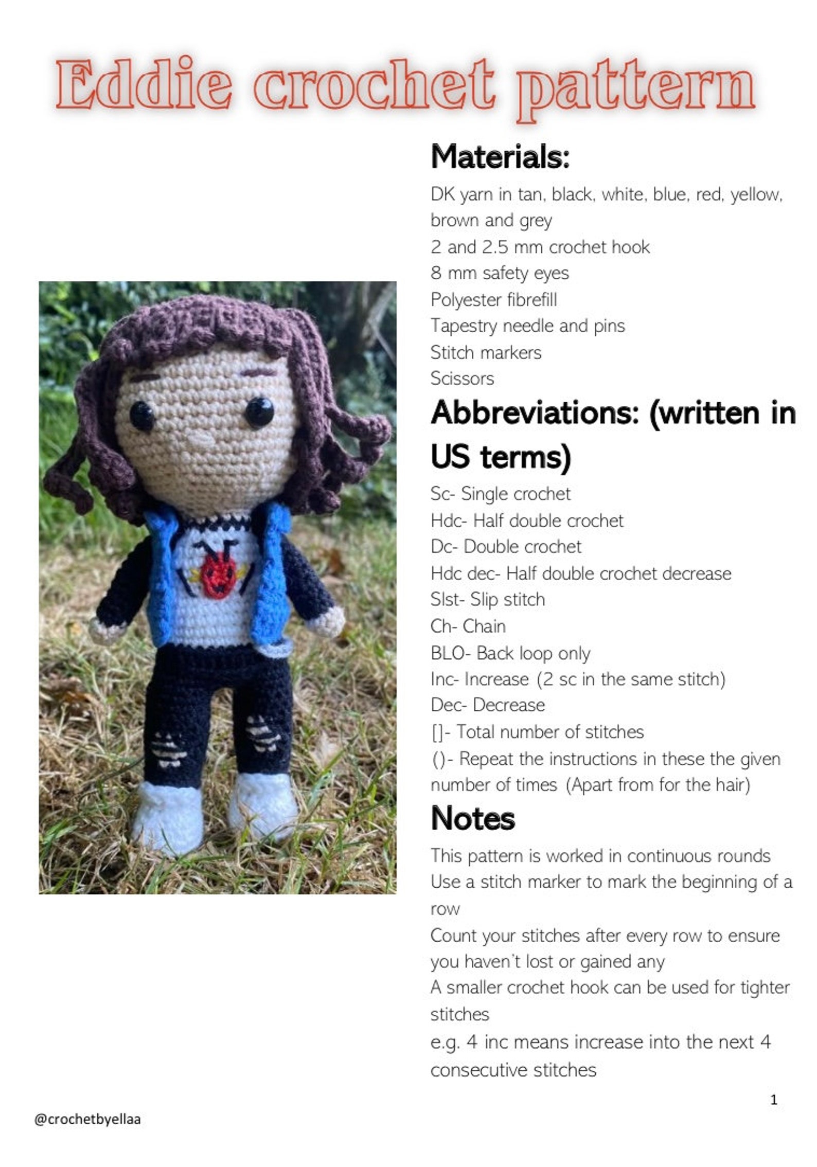 Eddie Crochet Pattern PDF Pattern US Terminology Instant - Etsy