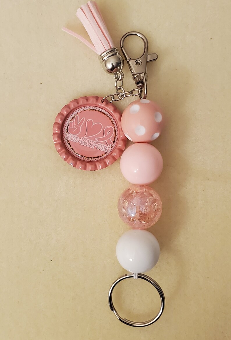 Cute Beaded Keychains With Bottle Cap and Tassel - Etsy
