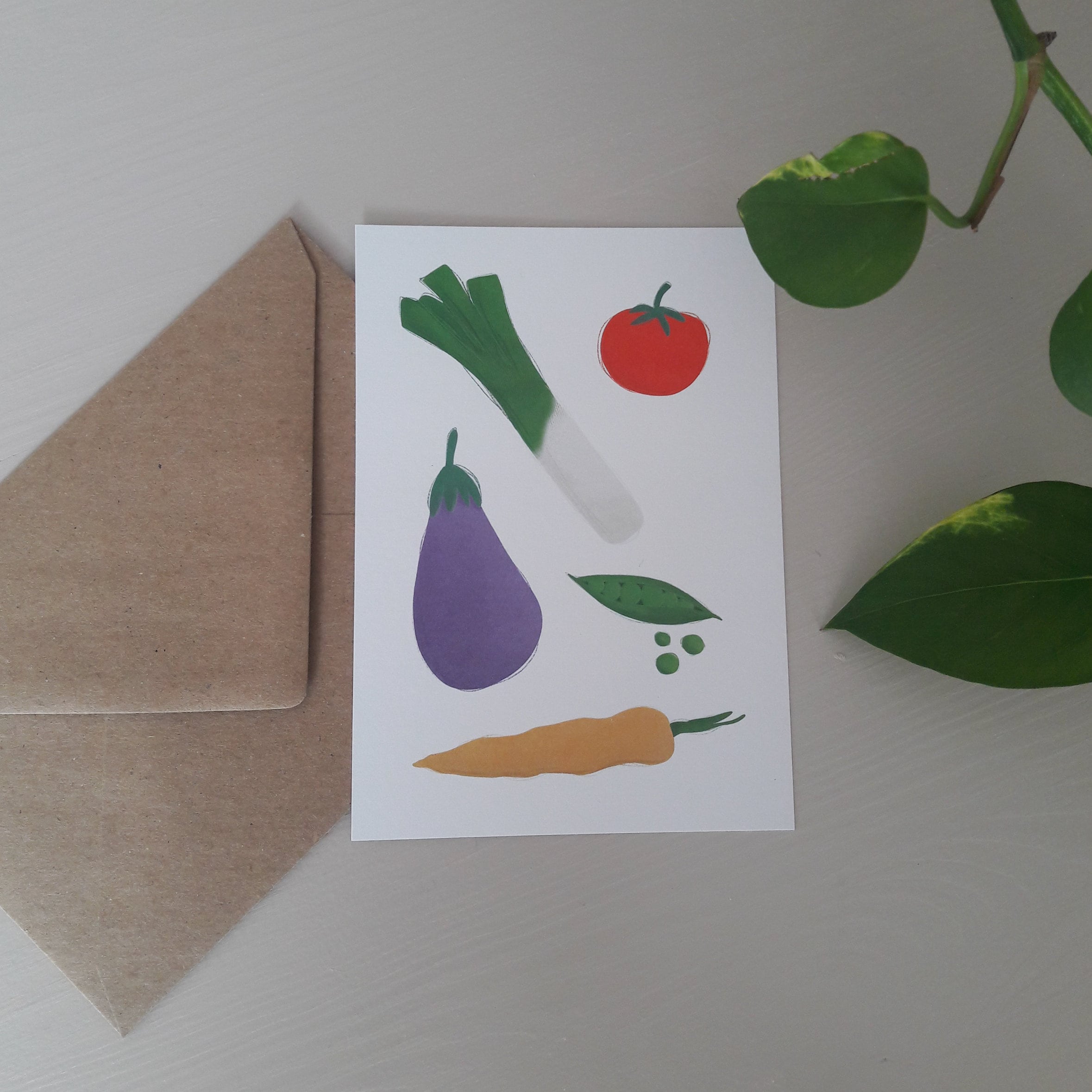 Postcard Vegetables Greeting Card Stationery Illustration - Etsy