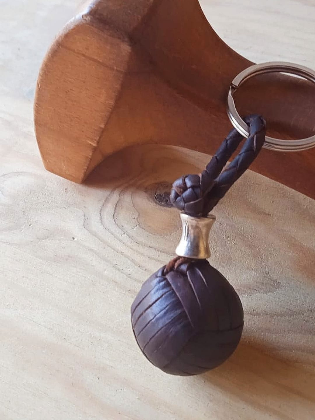 Leather Monkey Fist Keychain, Floating Keychain, Leather Sailors Knot ...