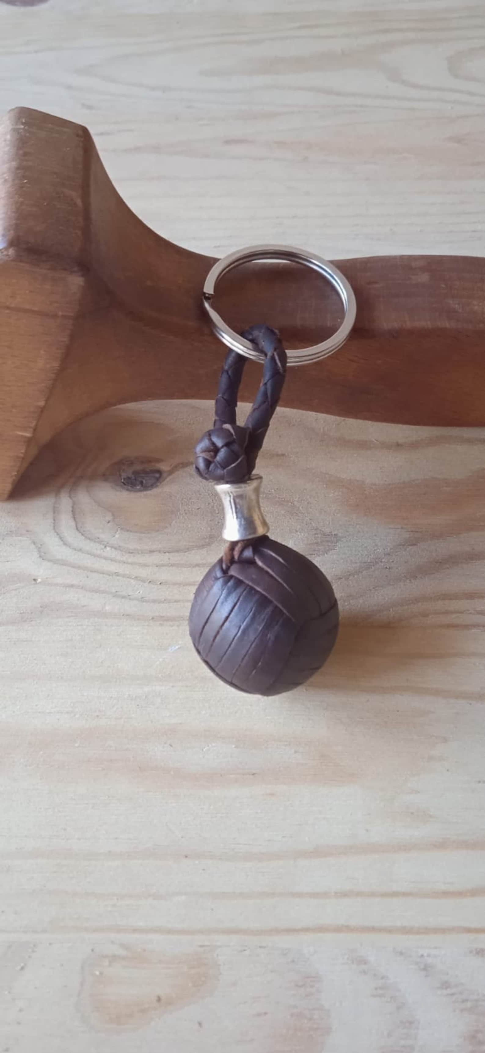 Leather Monkey Fist Keychain, Floating Keychain, Leather Sailors Knot ...
