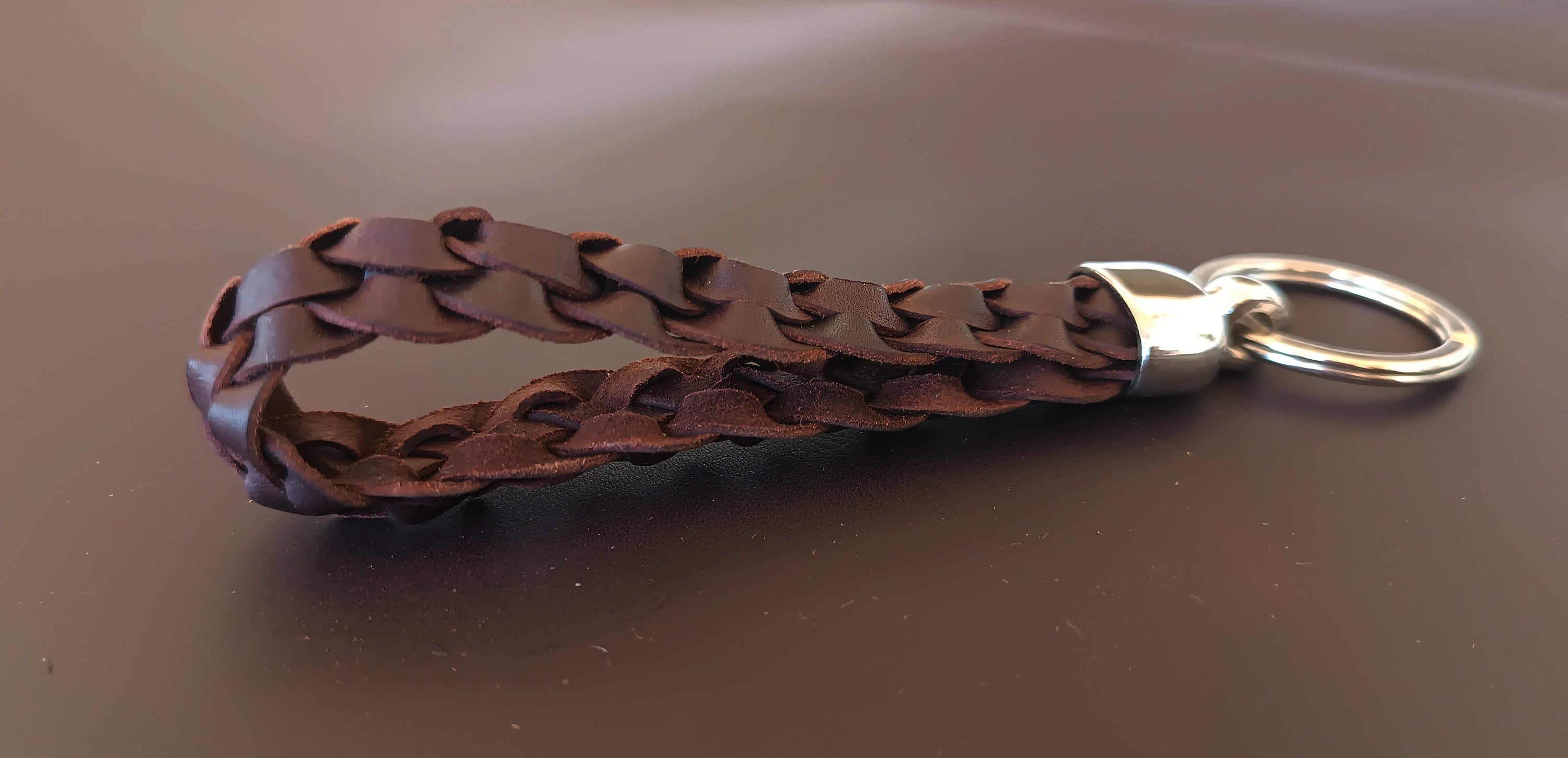 Leather Key Fob Holder, Braided Leather Keyfob, Genuine Leather ...