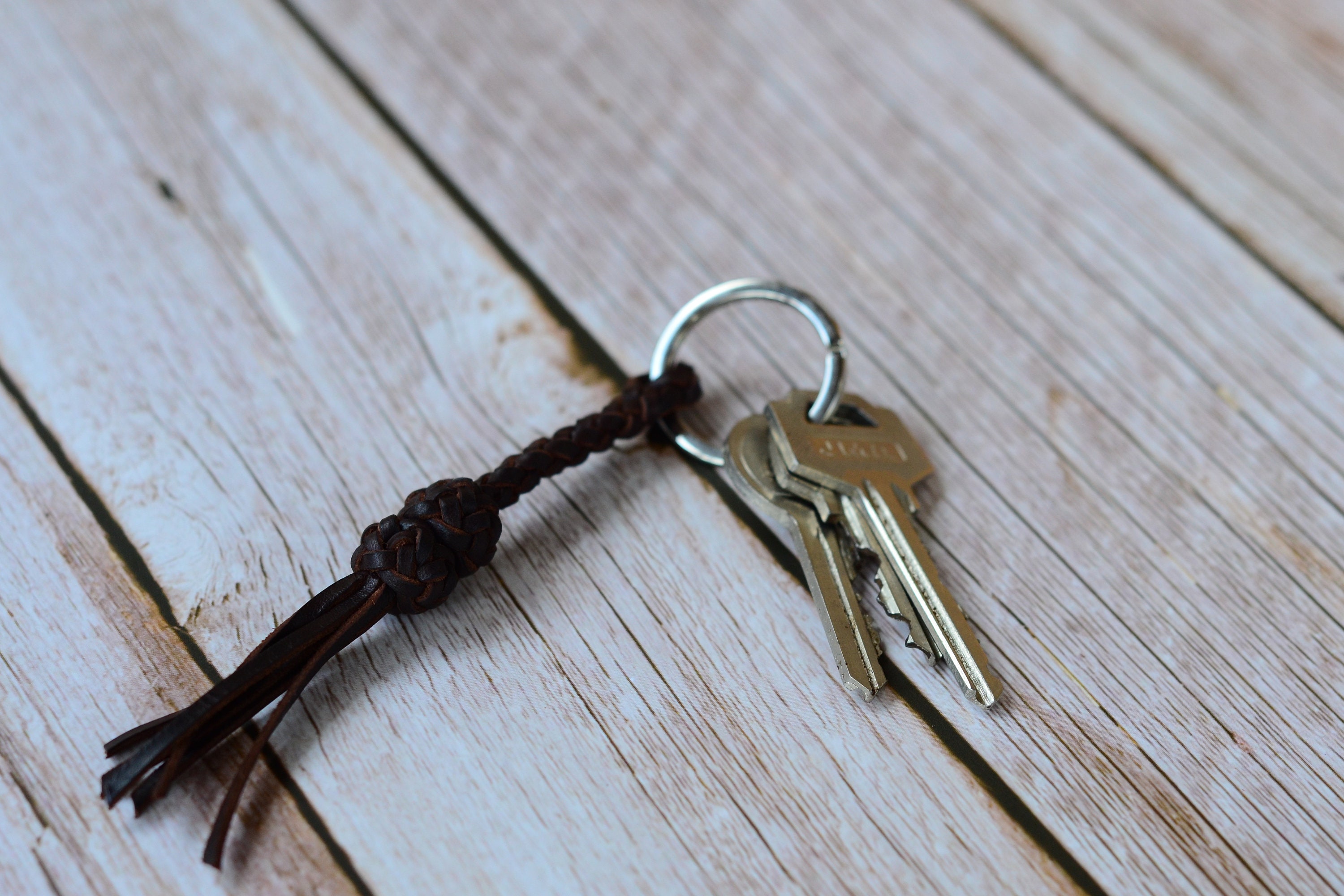 Braided Leather Keychain, Real Leather Key Chain, Genuine Leather ...
