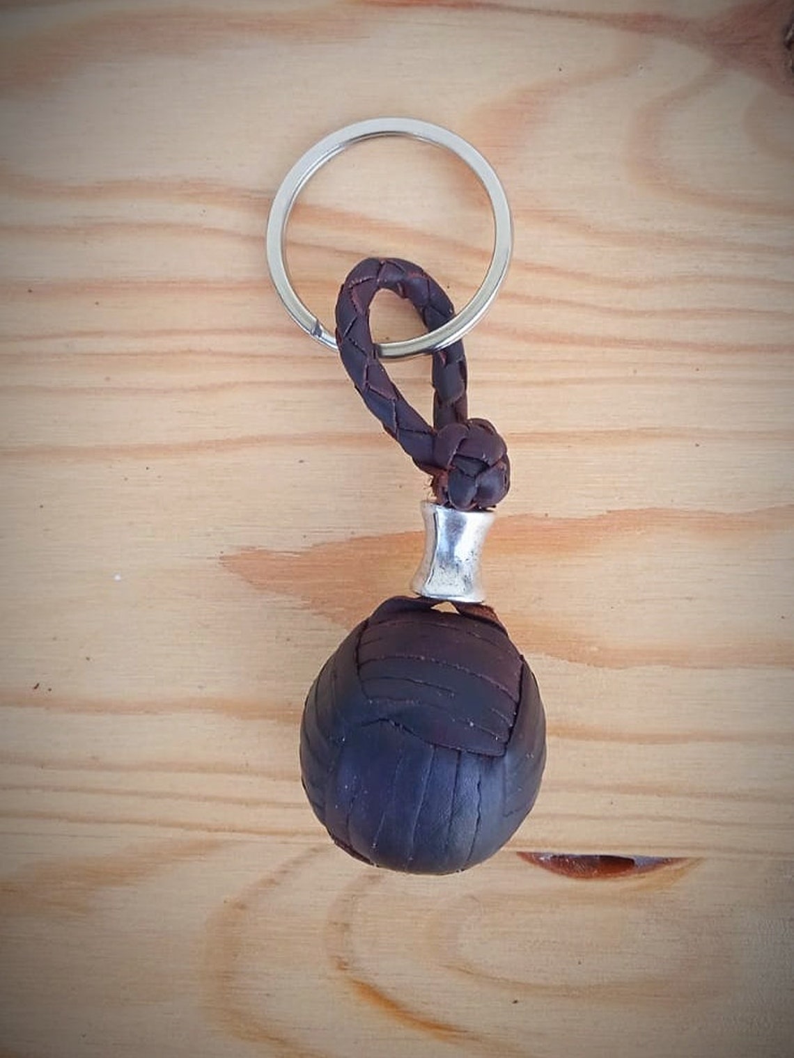 Leather Monkey Fist Keychain, Floating Keychain, Leather Sailors Knot ...