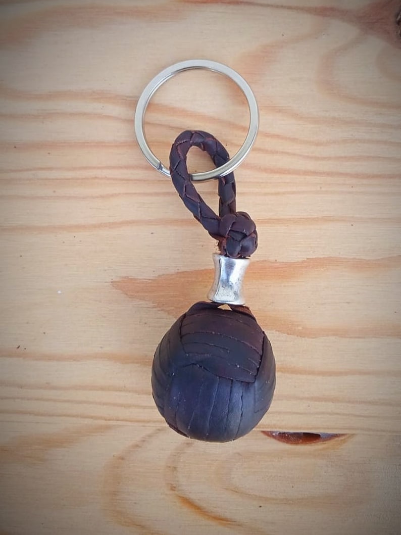 Leather Monkey Fist Keychain, Floating Keychain, Leather Sailors Knot ...