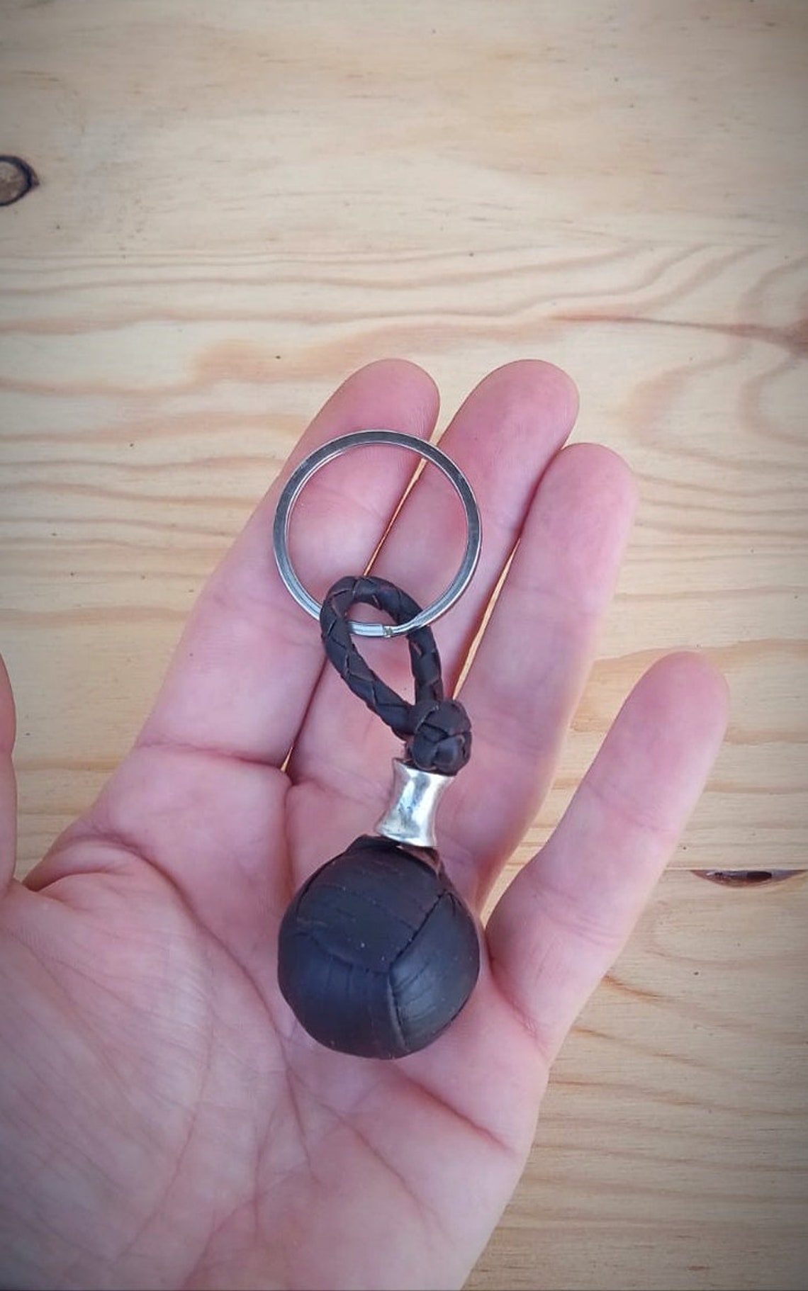 Leather Monkey Fist Keychain, Floating Keychain, Leather Sailors Knot ...