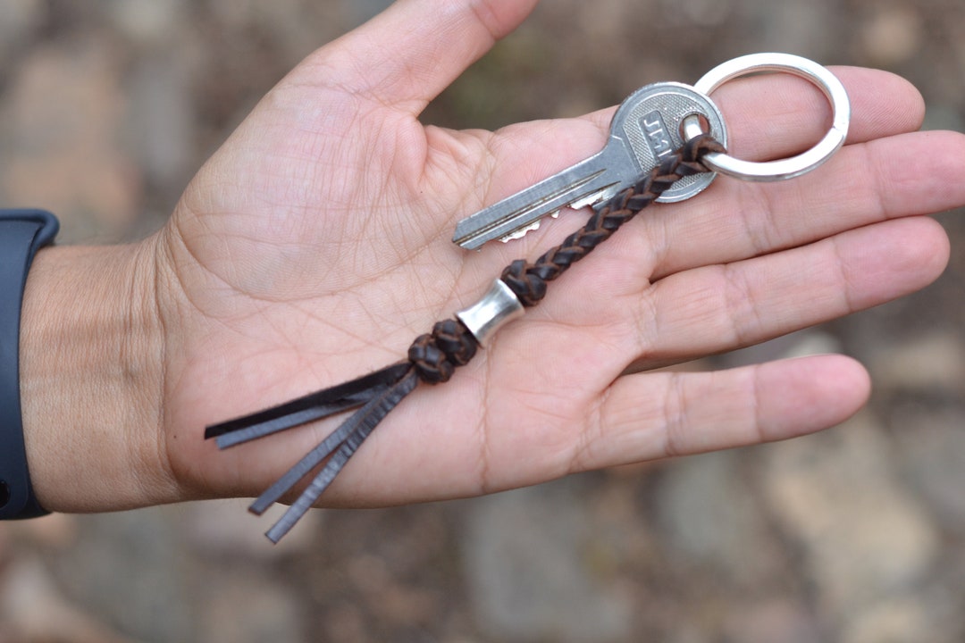 Braided Leather Keychain, Keyfob for Husband, Men Leather Keychain, Men ...