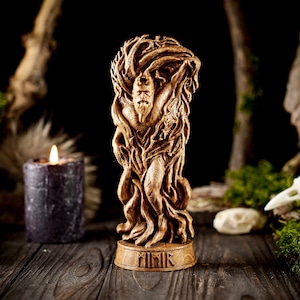 Mimir Norse Statue, Viking God Statue, Carved Pagan Statue, Mimir God ...